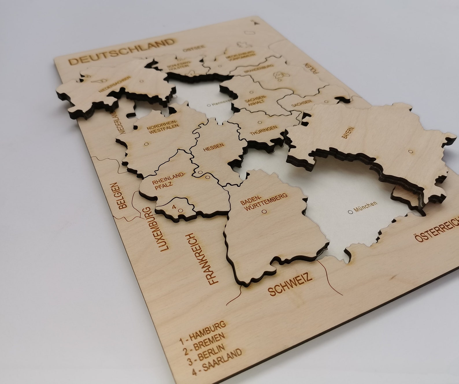 Germany Map, Germany Wooden Map Puzzle, Germany Home Decor, Laser Cut ...