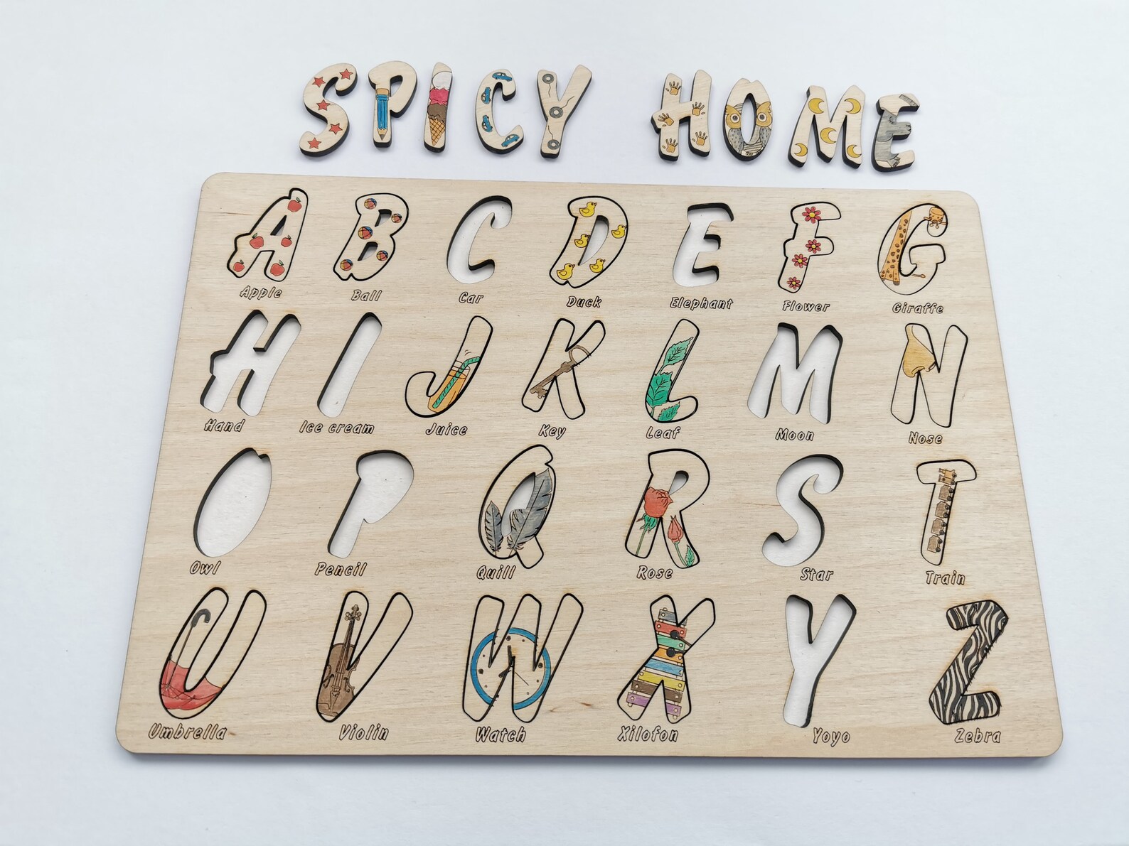 Wooden Alphabet Puzzle/ ABC Puzzle/ Montessori Toy/ Wood - Etsy