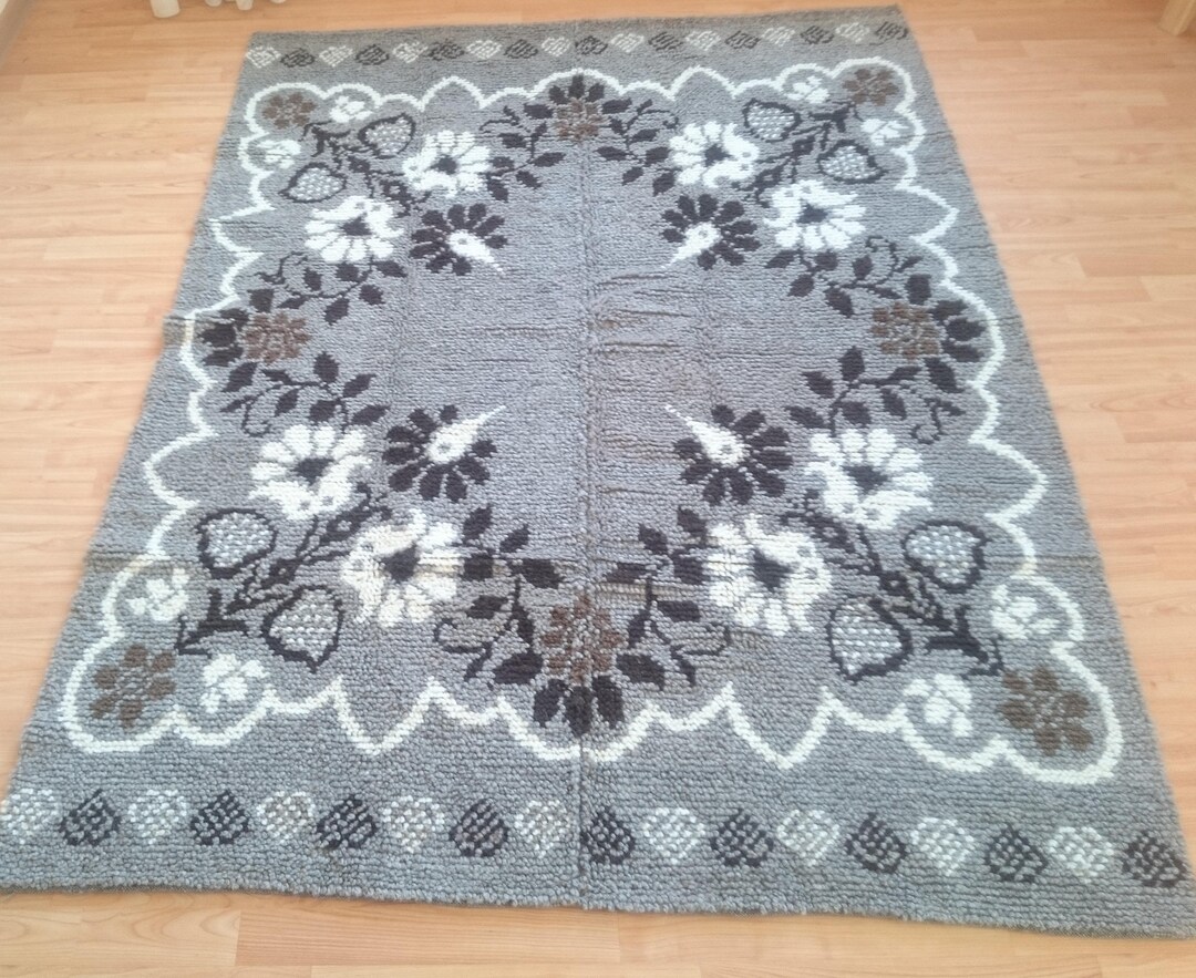 Shag Rug Shaggy Rug 5x8 Gray Rug Wool Rug Handmade Rug - Etsy