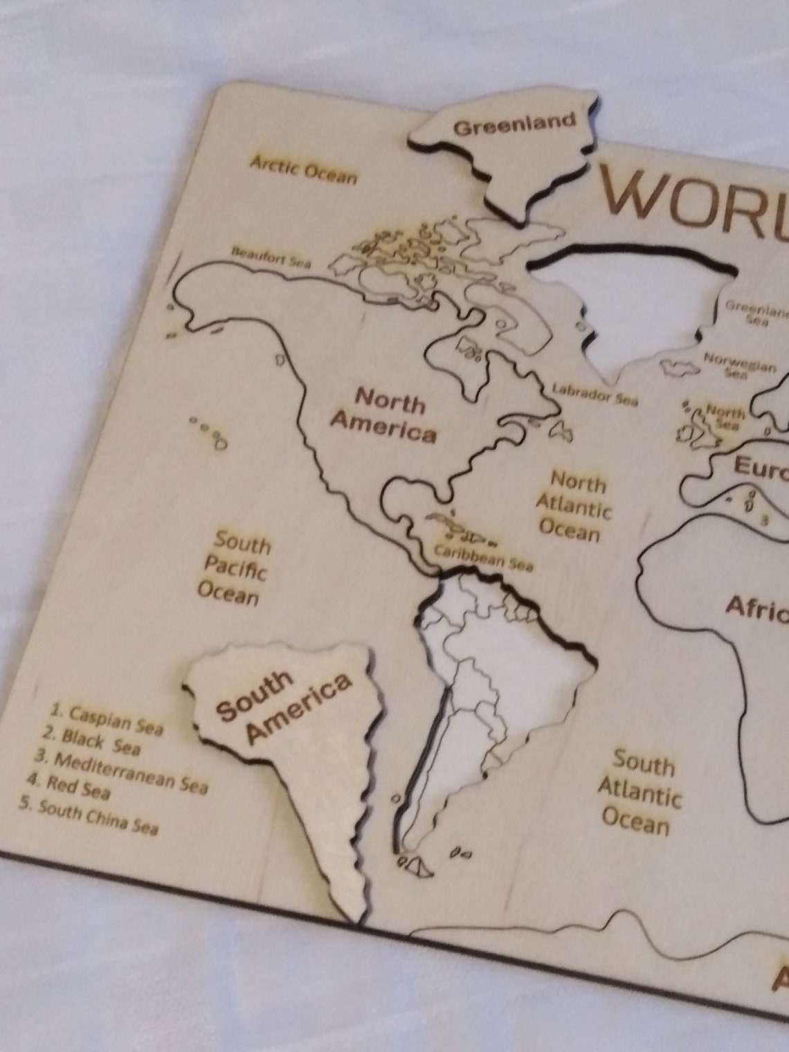 World Wooden Puzzle Map With Borders Countries Under/ World Map Puzzle ...