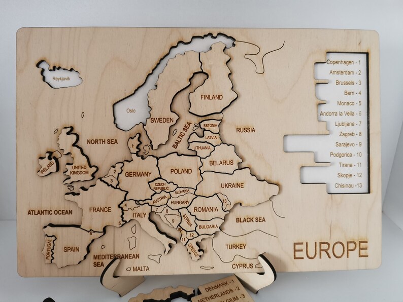 Europe Map With Capitals Under, Europe Wooden Map Puzzle, Europe Home ...