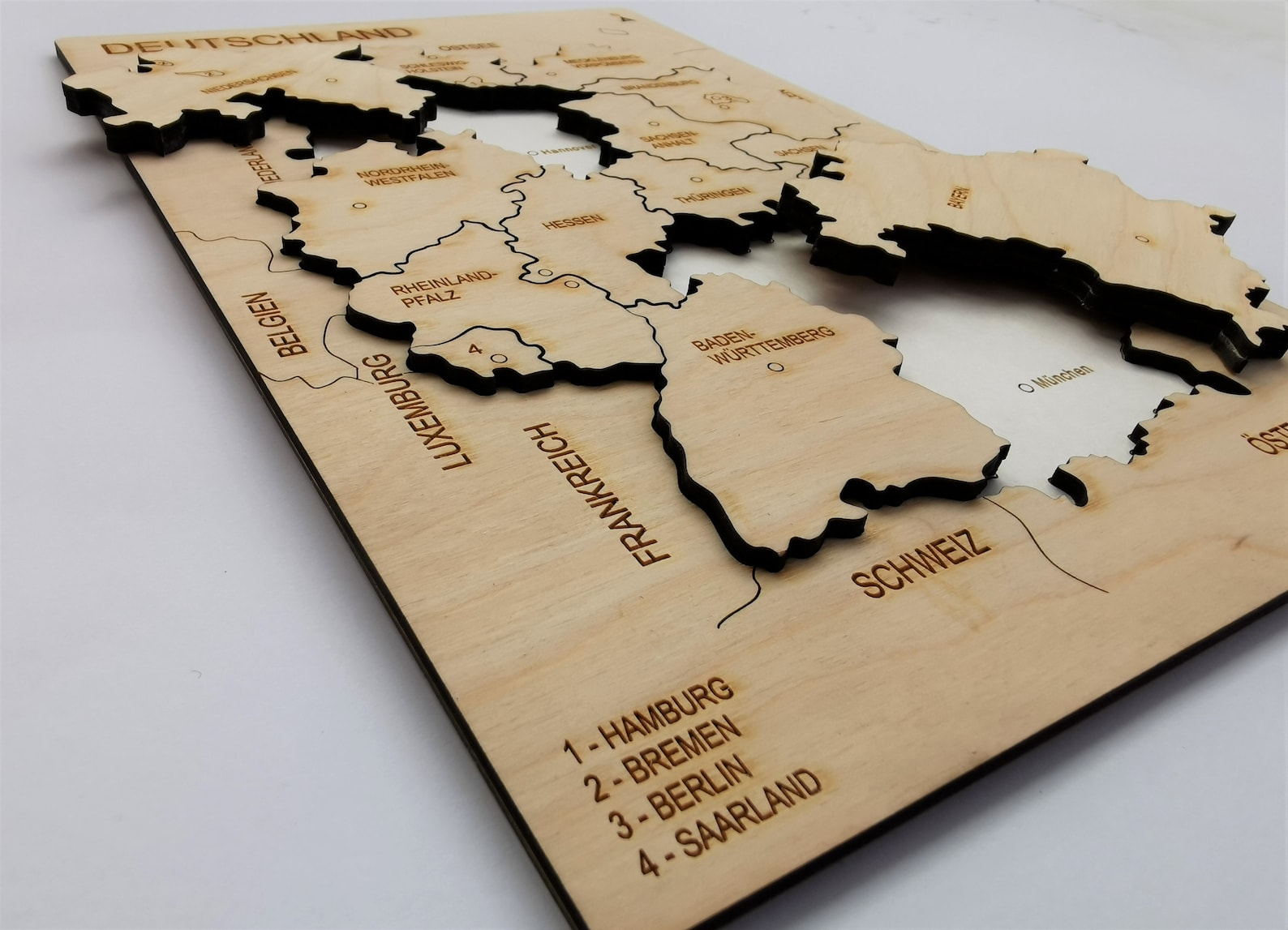 Germany Map, Germany Wooden Map Puzzle, Germany Home Decor, Laser Cut ...