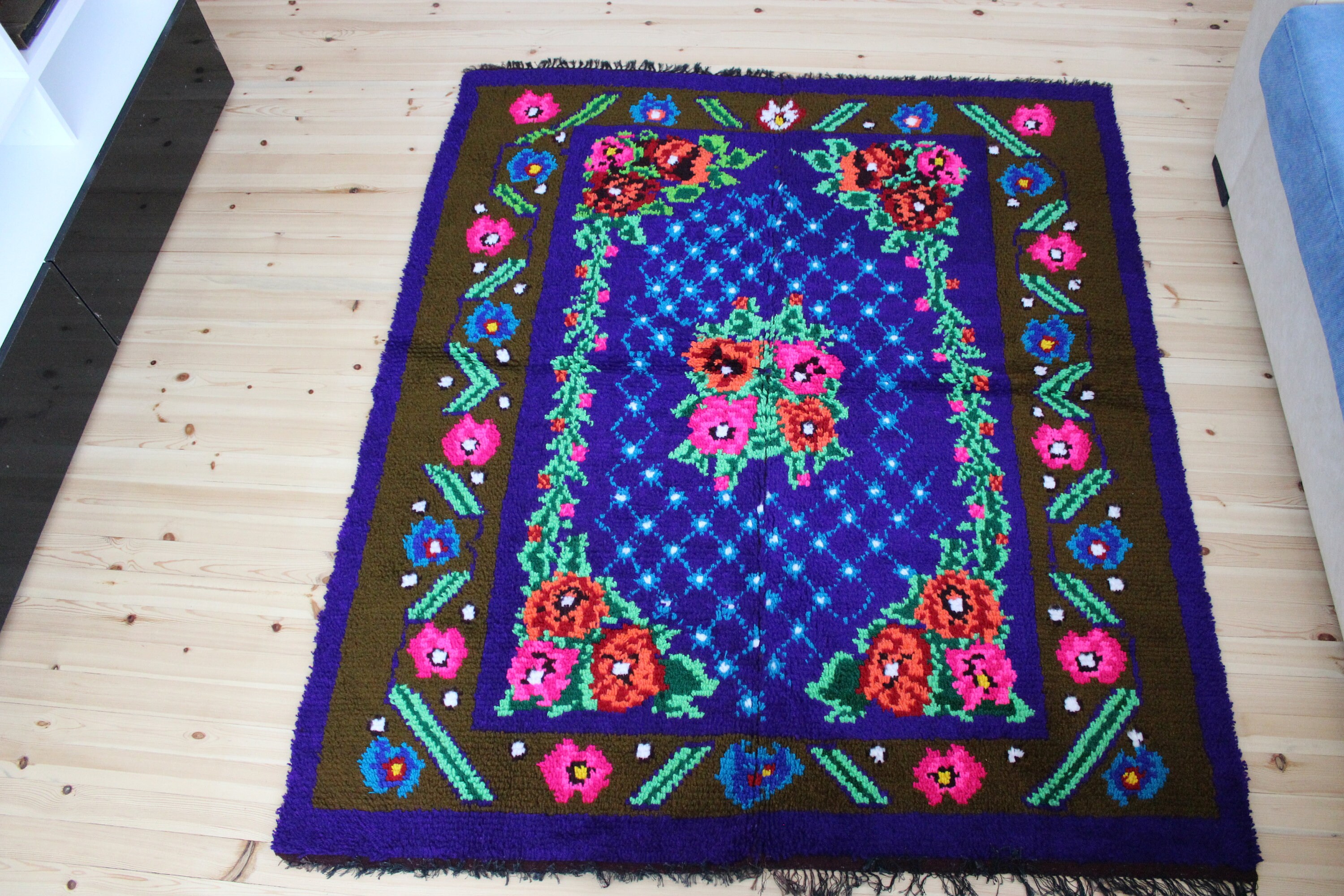 Bulgarian Rugextra Thick Comfy 5x6 100% Organic Woolblue | Etsy