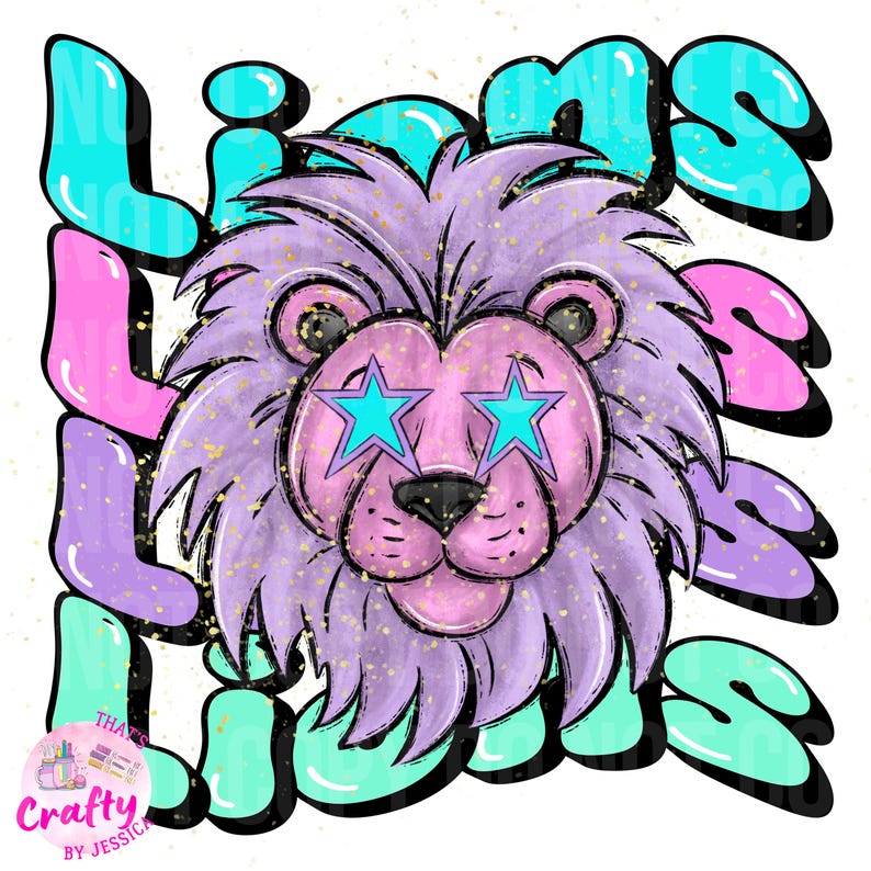 Preppy Lions Wavy Retro PNG, Digital File, Football, Band, Cheer ...