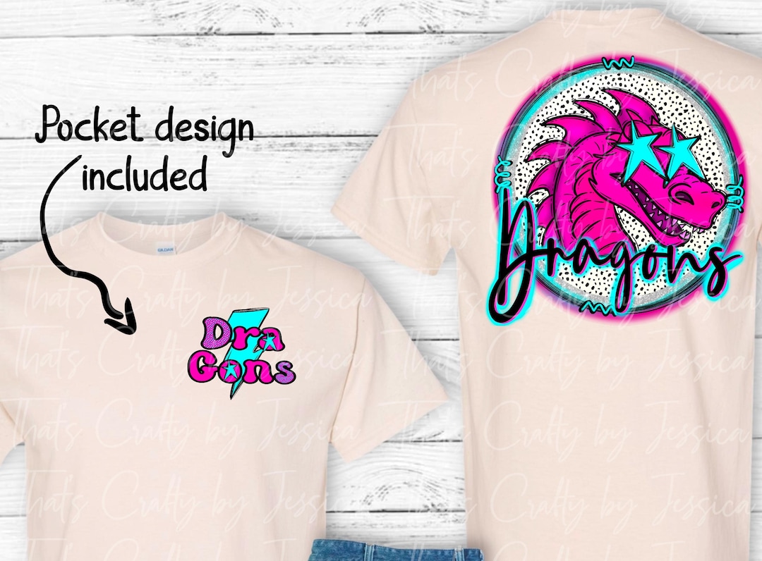 Neon Preppy Dragons Retro PNG, Digital File, Football, Band, Cheer ...
