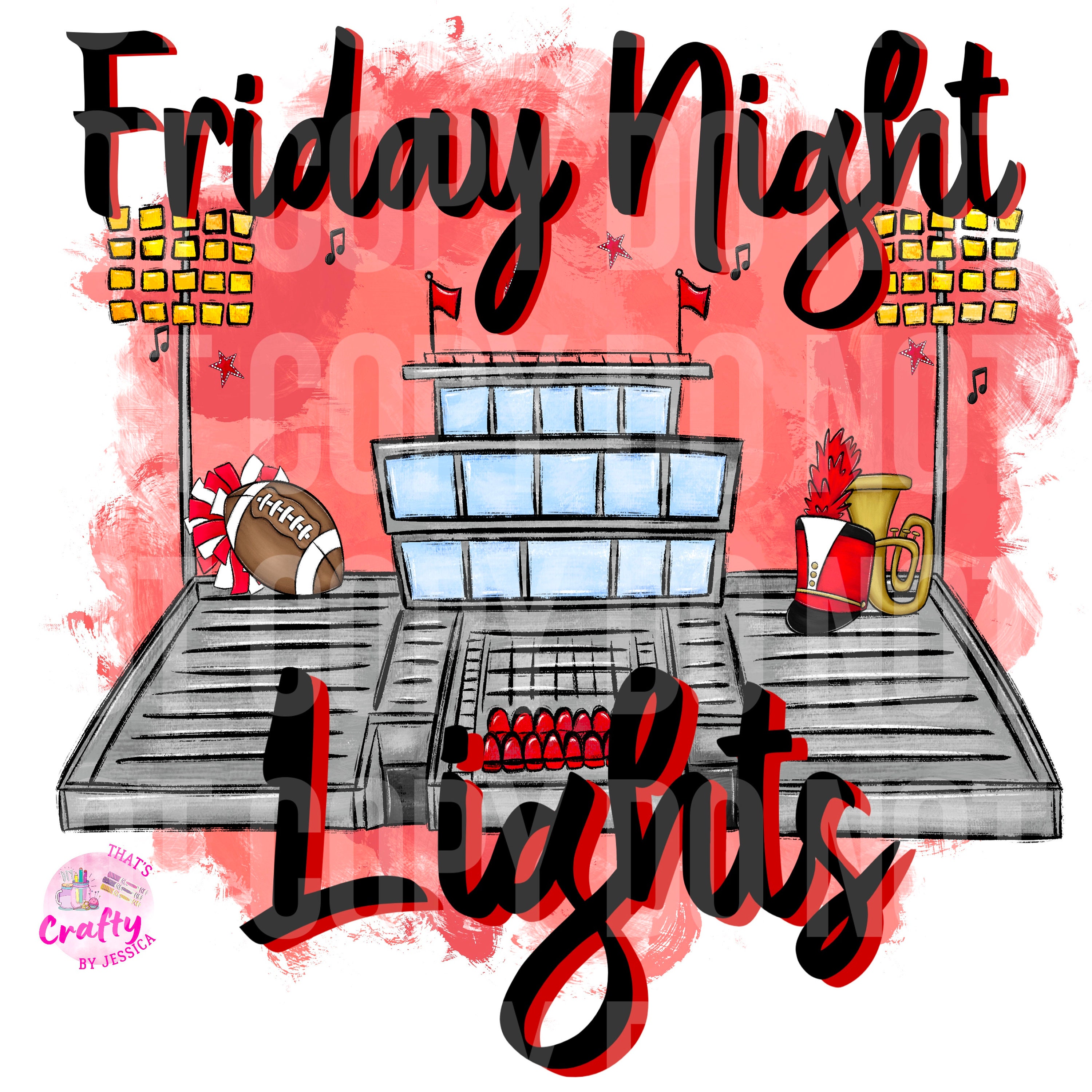 Red Friday Night Lights PNG, Digital File, Football, Band, Cheer ...