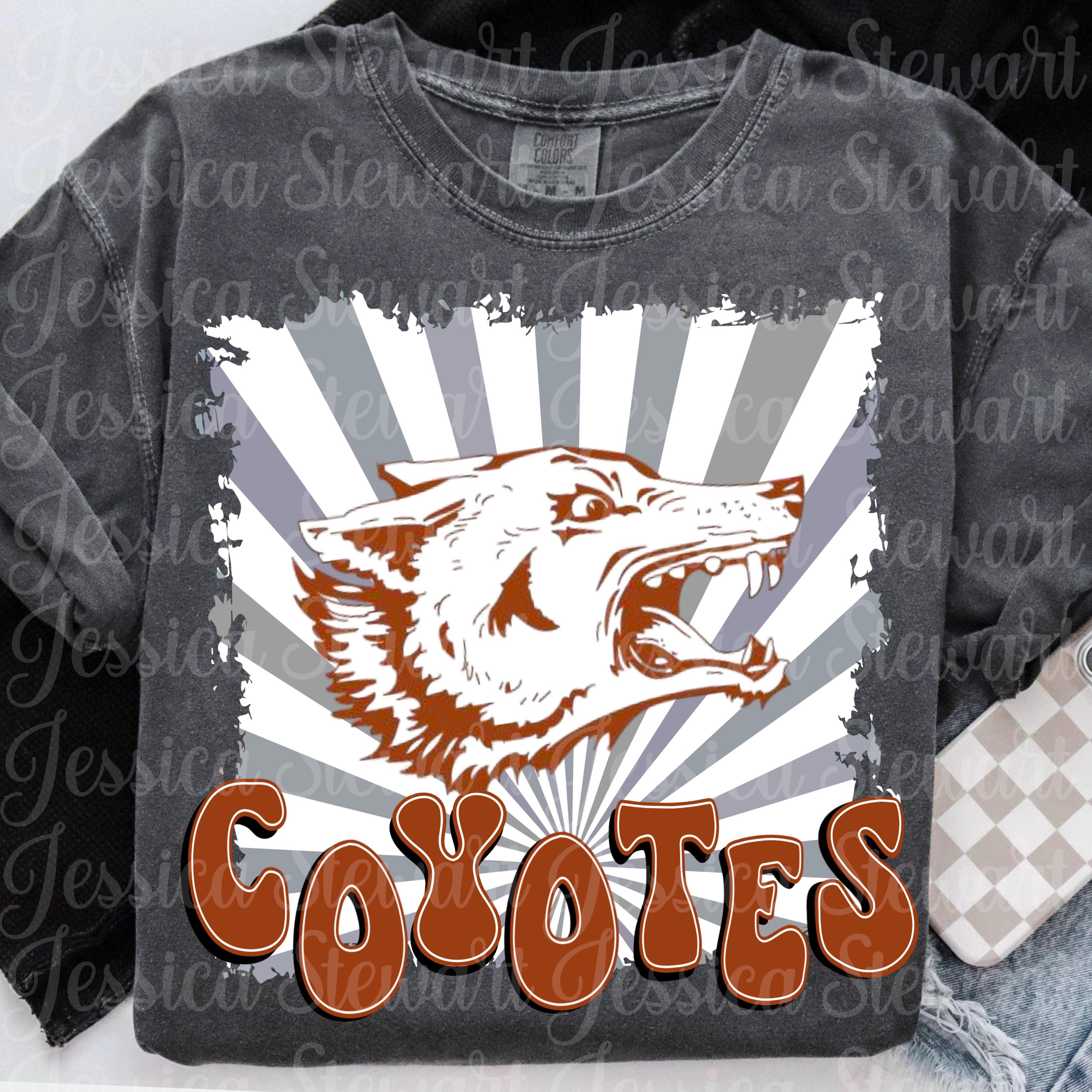 Coyotes Retro Burst PNG, Digital File, Football, Band, Cheer, School ...