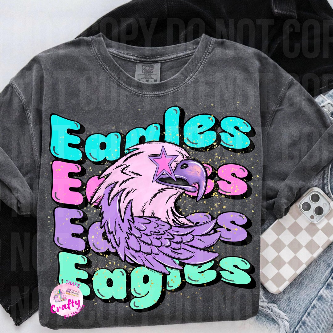 Preppy Eagles Wavy Retro PNG, Digital File, Football, Band, Cheer ...