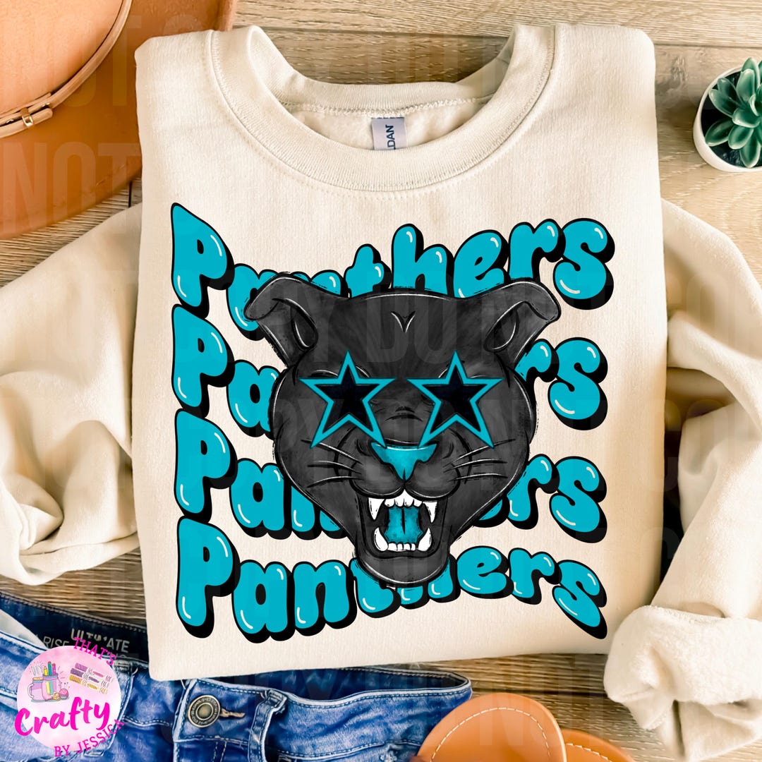 Teal Panthers Wavy Retro PNG, Digital File, Football, Band, Cheer ...