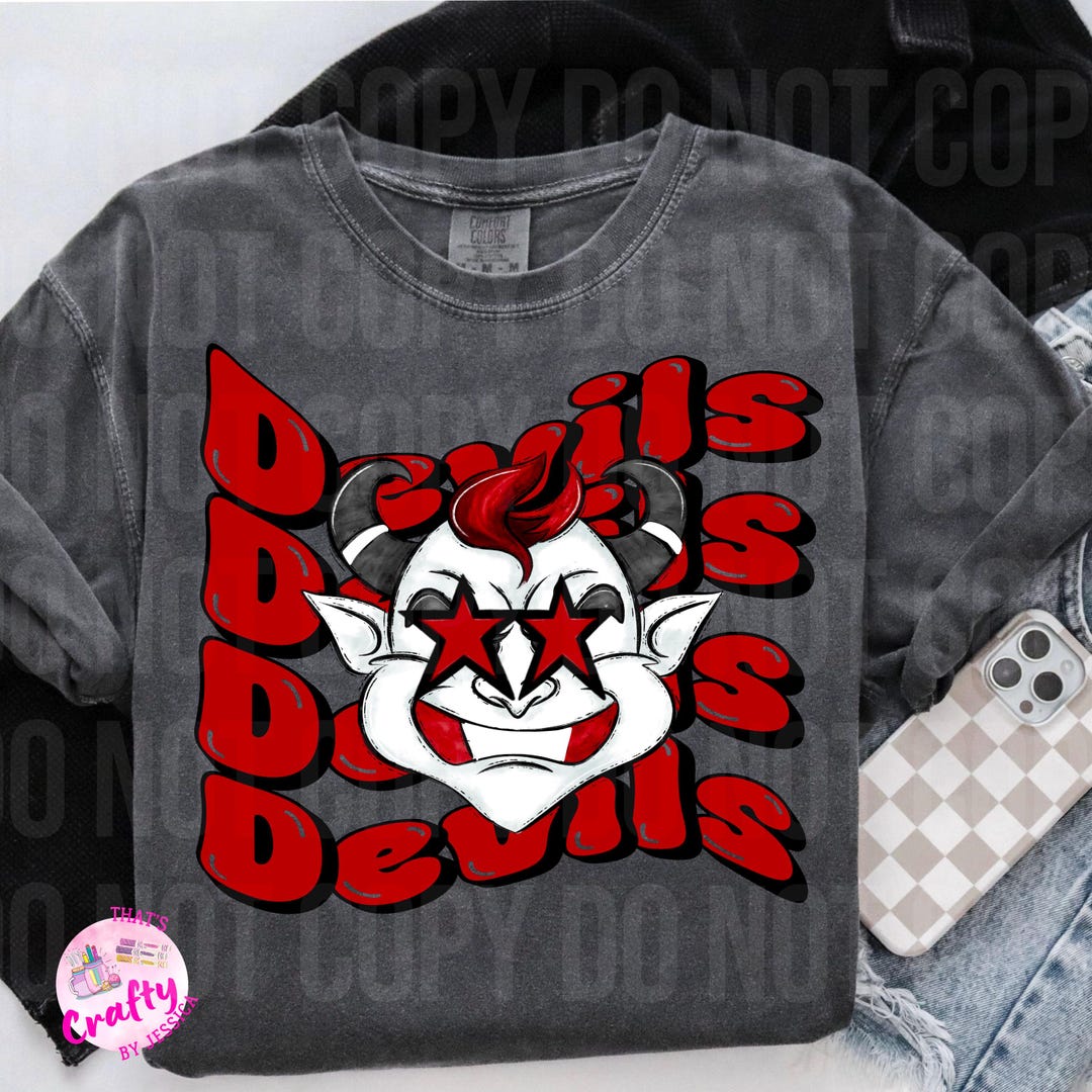 Red Devils Wavy Retro PNG, Digital File, Football, Band, Cheer, School ...