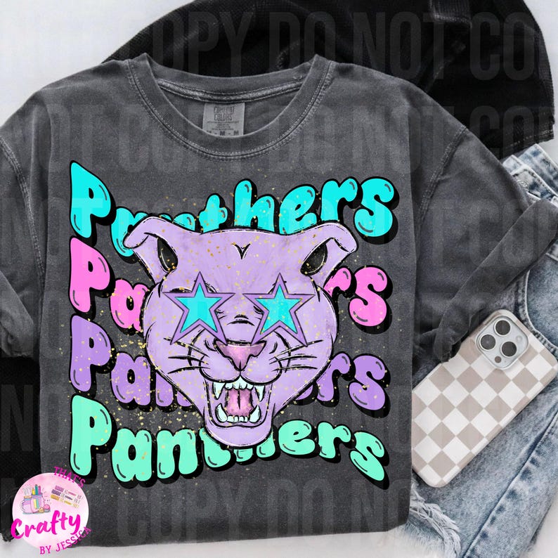 Preppy Panthers Wavy Retro PNG, Digital File, Football, Band, Cheer ...