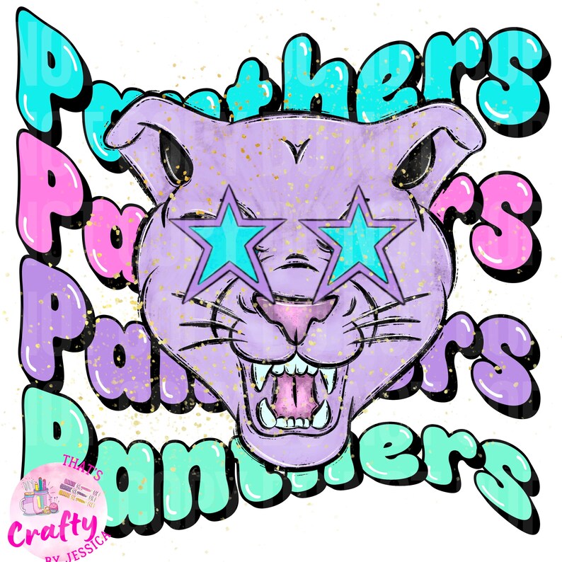 Preppy Panthers Wavy Retro PNG, Digital File, Football, Band, Cheer ...