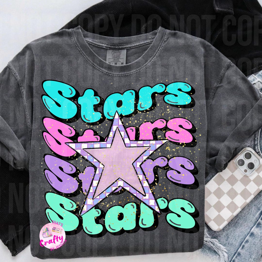 CUSTOM Preppy Stars Wavy Retro PNG, Digital File, Football, Band, Cheer ...