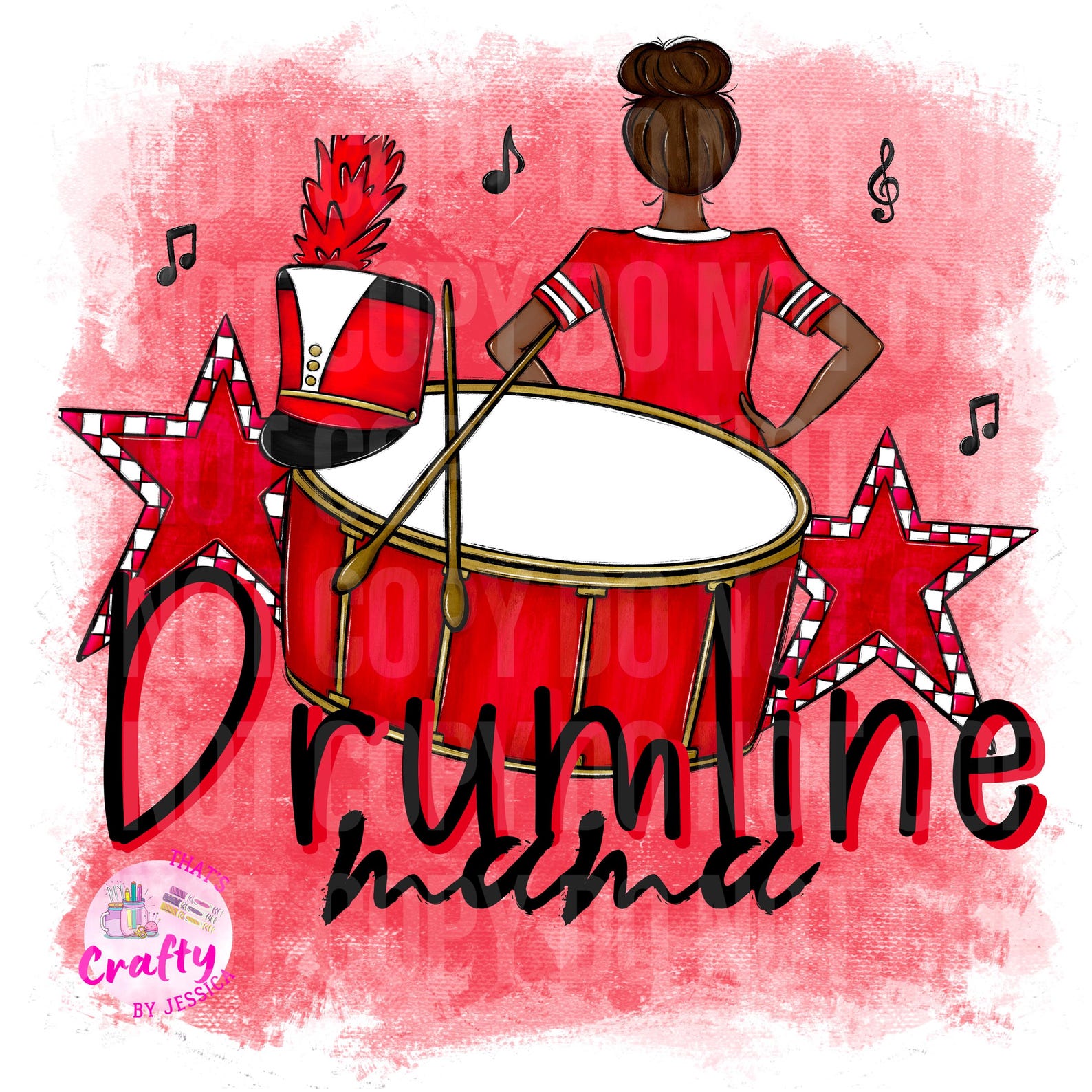 Red Drumline Mama (dark Skin) PNG, Digital File, Band Sublimation ...