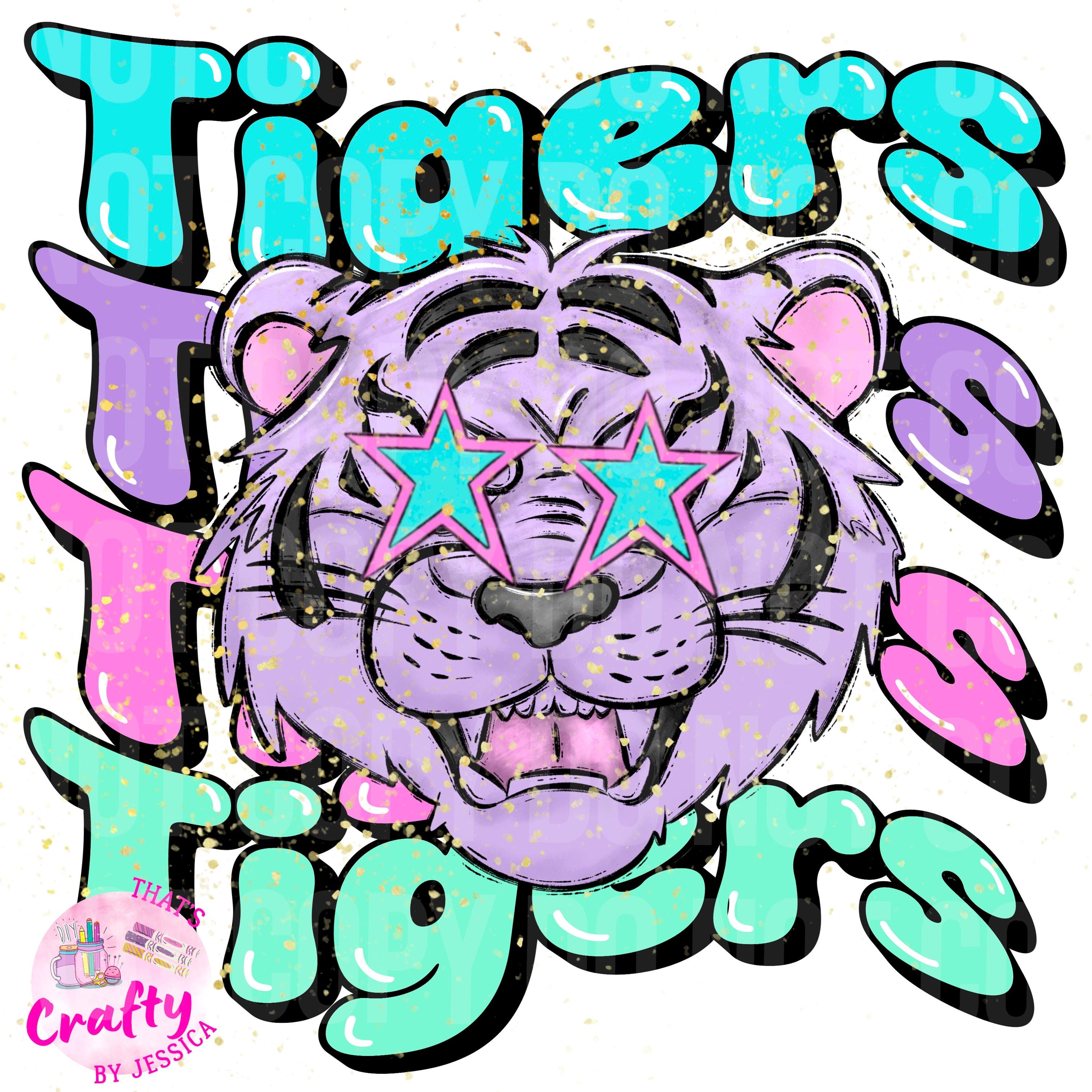 Preppy Tigers Wavy Retro PNG, Digital File, Football, Band, Cheer ...