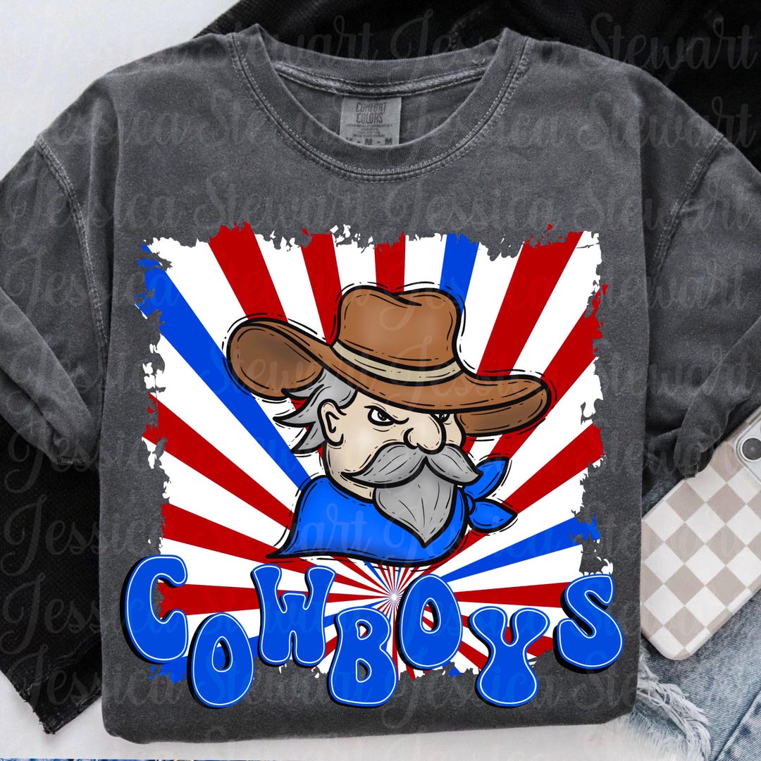 Cowboys Red Blue Retro Burst PNG, Digital File, Football, Band, Cheer ...