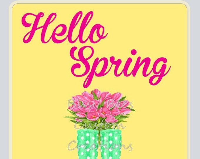 Hello Spring Green Polka Dot Metal Wreath Sign - Etsy