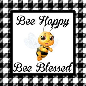 Bee Happy Bee Blessed Metal Wreath Sign - Etsy