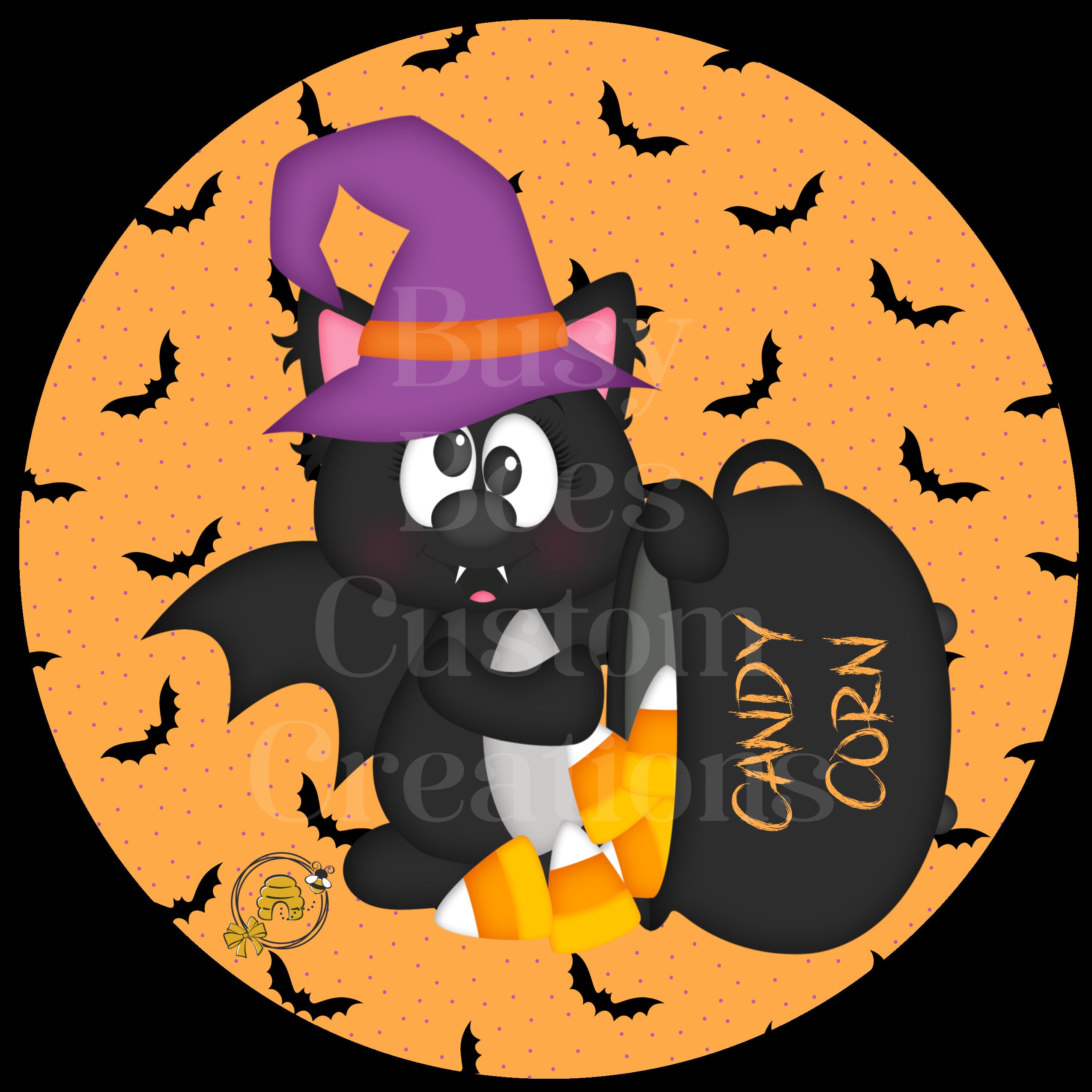 Halloween Bat with Candy Corn Aluminum Wreath Sign | Etsy