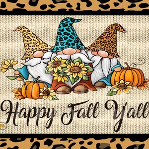 Happy Fall Y'all 3 Leopard Gnomes Aluminum Wreath Sign - Etsy