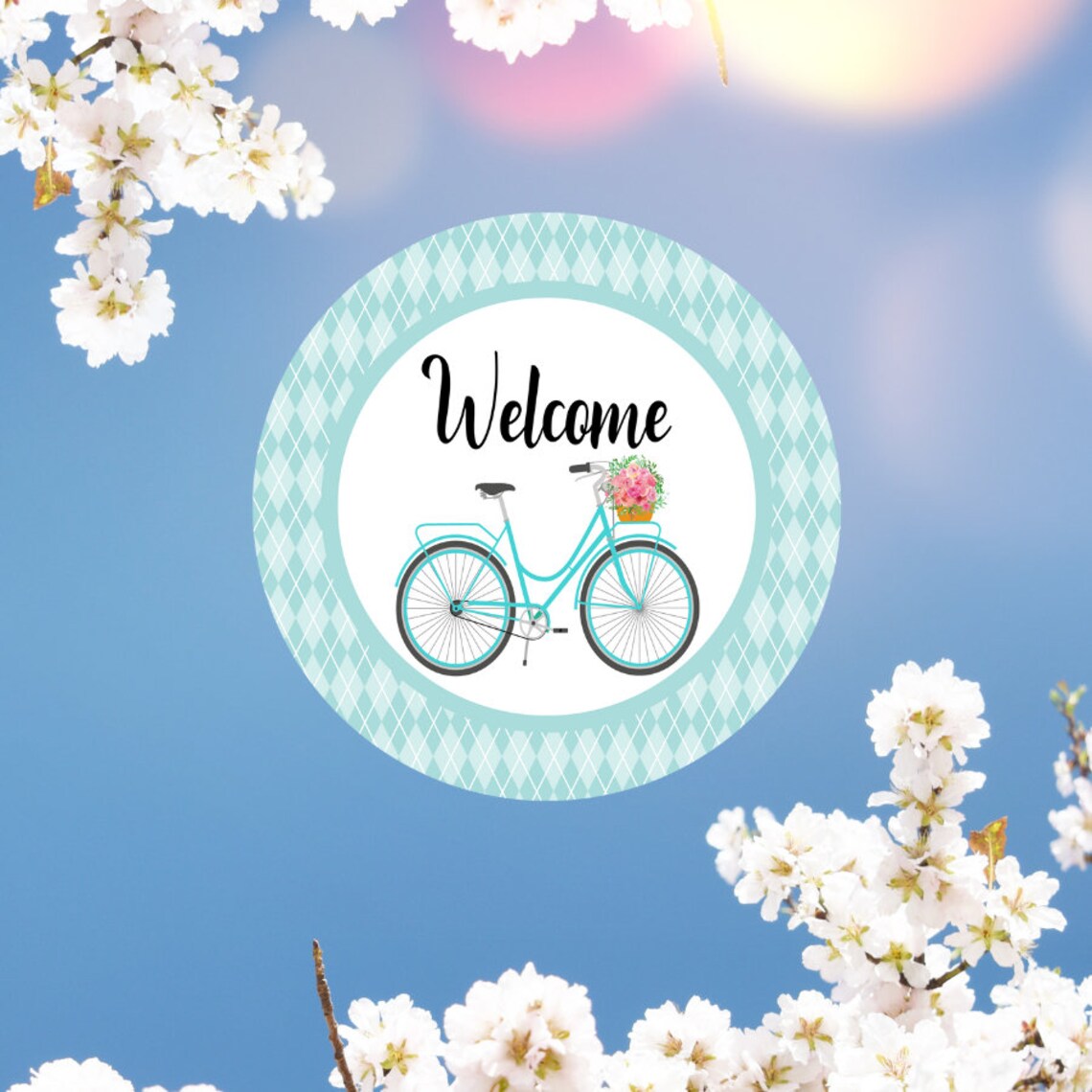 Welcome Bike Wreath Sign - Etsy