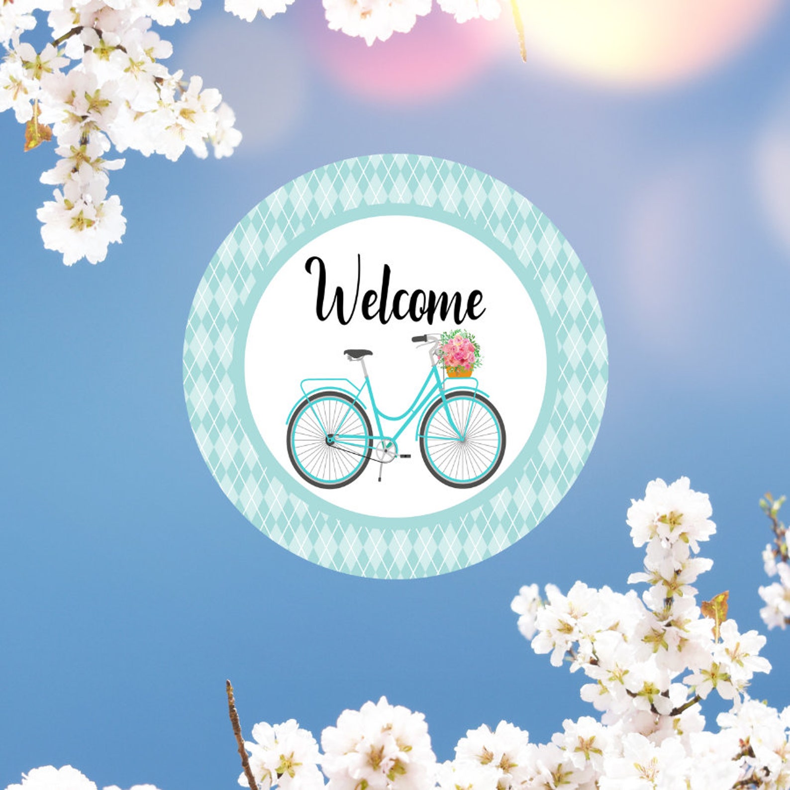 Welcome Bike Wreath Sign - Etsy