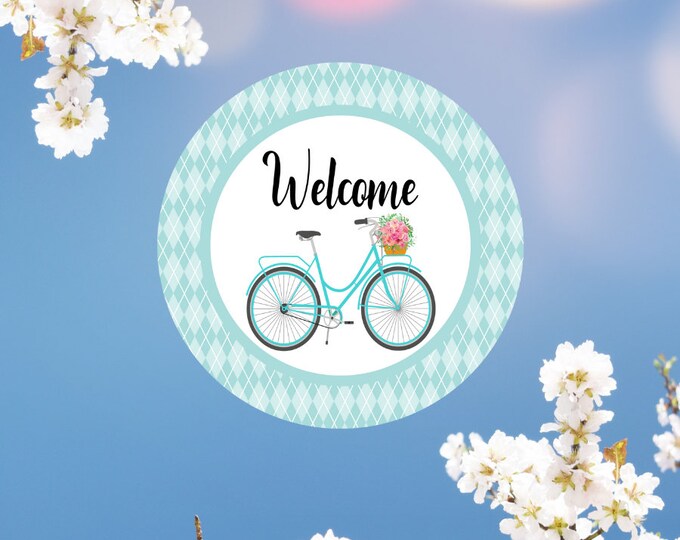 Welcome Bike Wreath Sign - Etsy