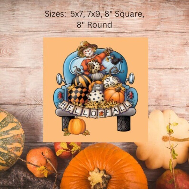 Hello Fall Scarecrow in Truck Aluminum Wreath Sign - Etsy