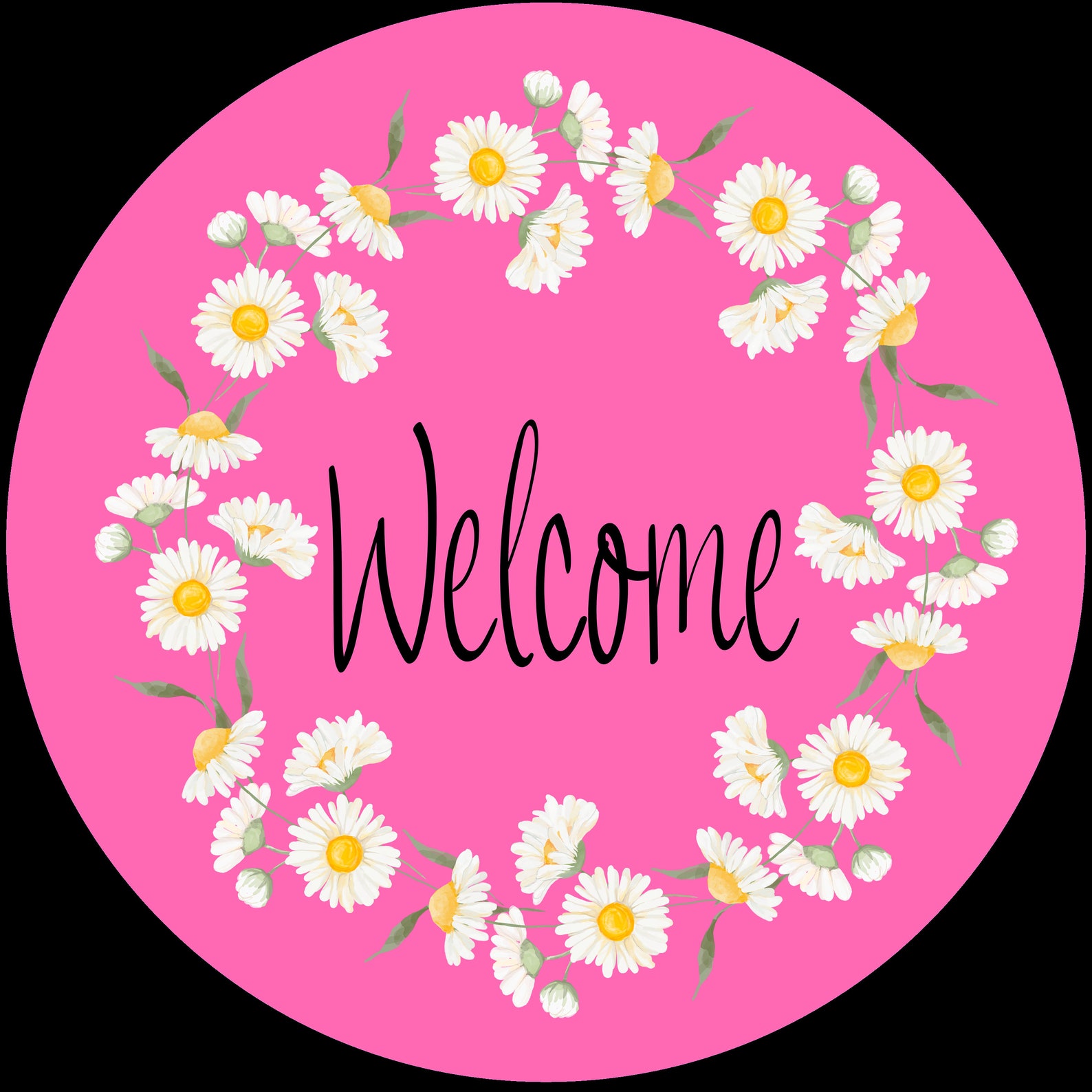 Pink Welcome Daisy Aluminum Wreath Sign - Etsy
