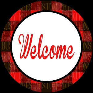 Red Black Buffalo Plaid Welcome Aluminum Wreath Sign - Etsy