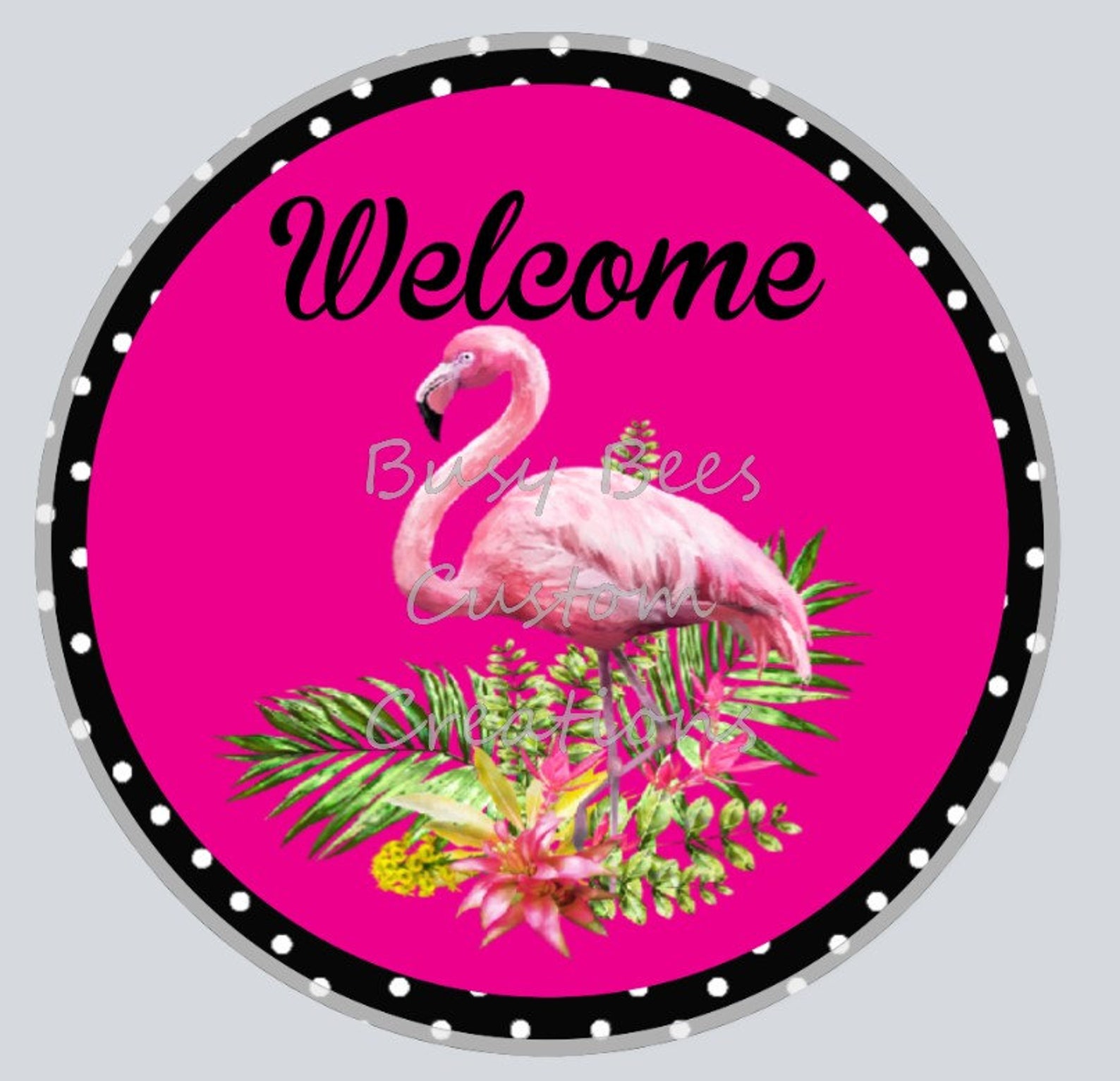 Welcome Flamingo Metal Wreath Sign - Etsy