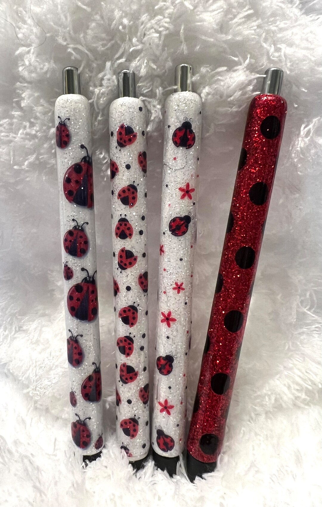 Ladybug Glitter Pens, Custom Glitter Pens, Glitter Gel Pen, Black Ink ...