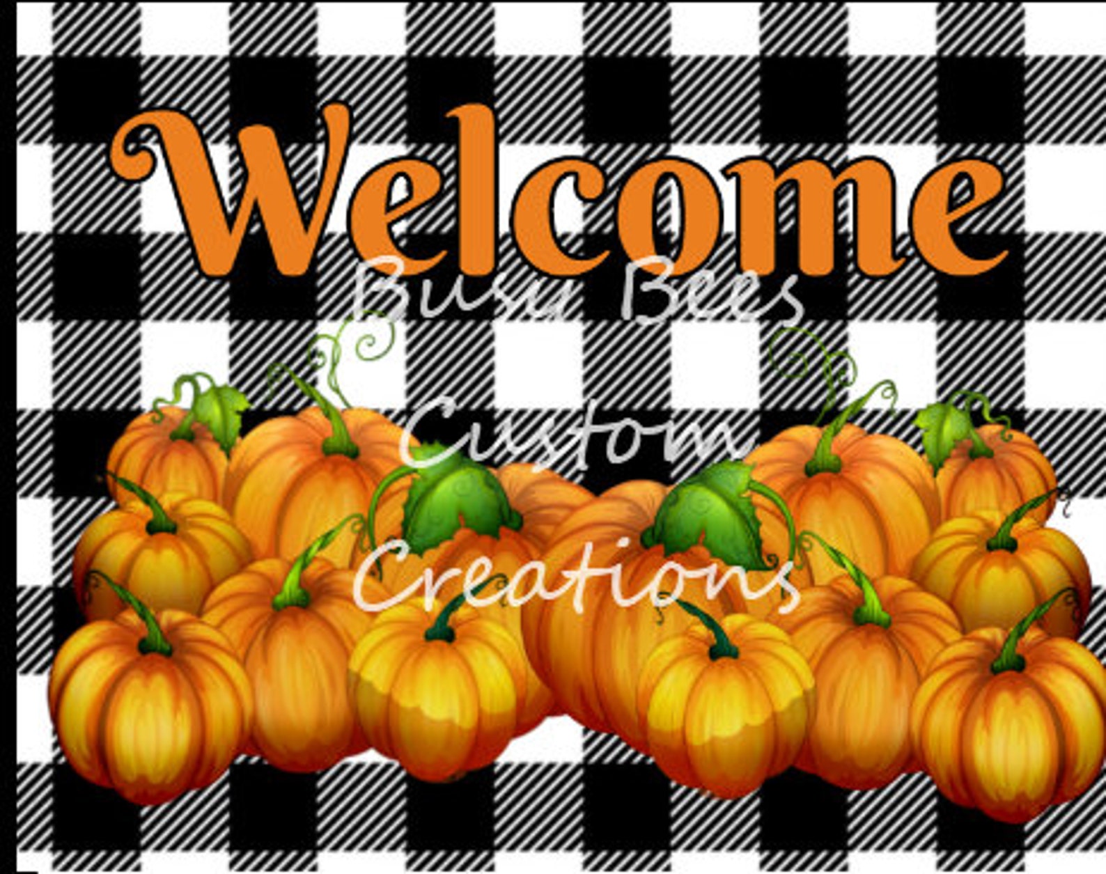 Black and White Buffalo Plaid Welcome Pumpkins Fall Aluminum | Etsy