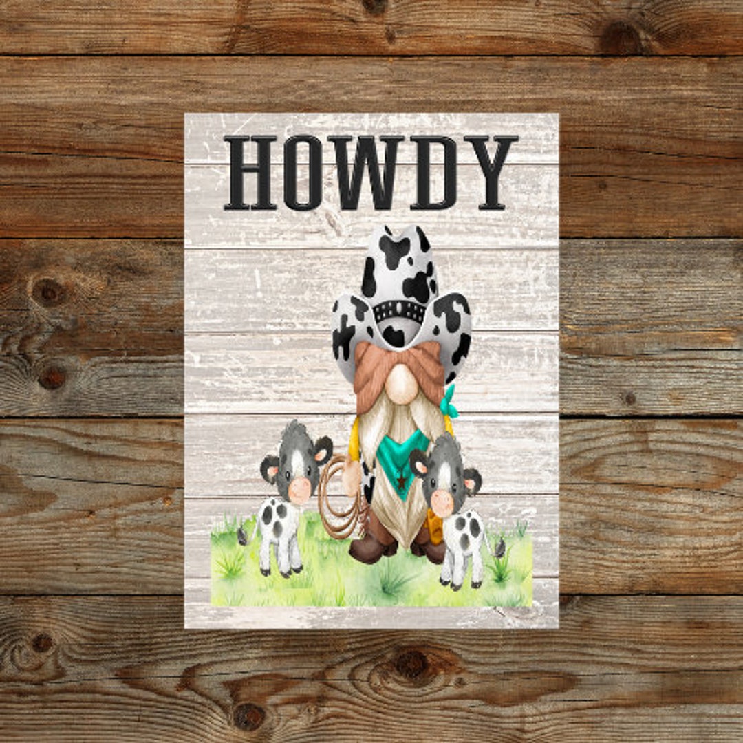 Howdy Cowboy Gnome With Cows Wreath Sign - Etsy