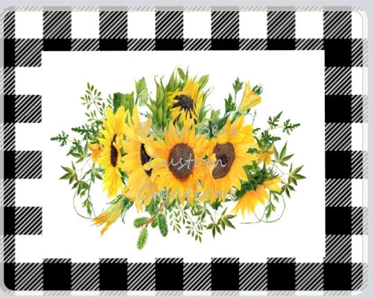 Sunflowers With Black and White Buffalo Plaid Border Wreath | Etsy
