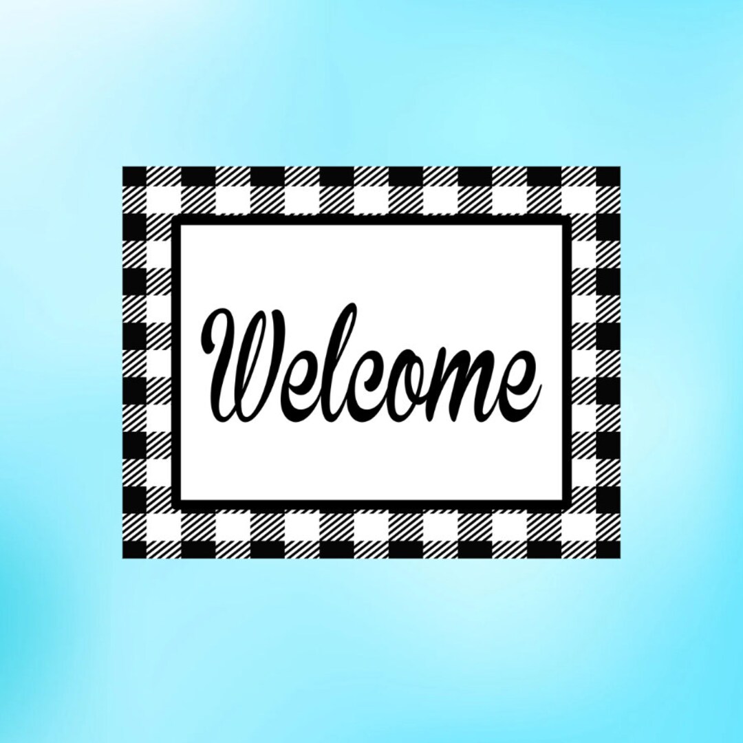 Black and White Buffalo Plaid Welcome Aluminum Wreath Sign - Etsy