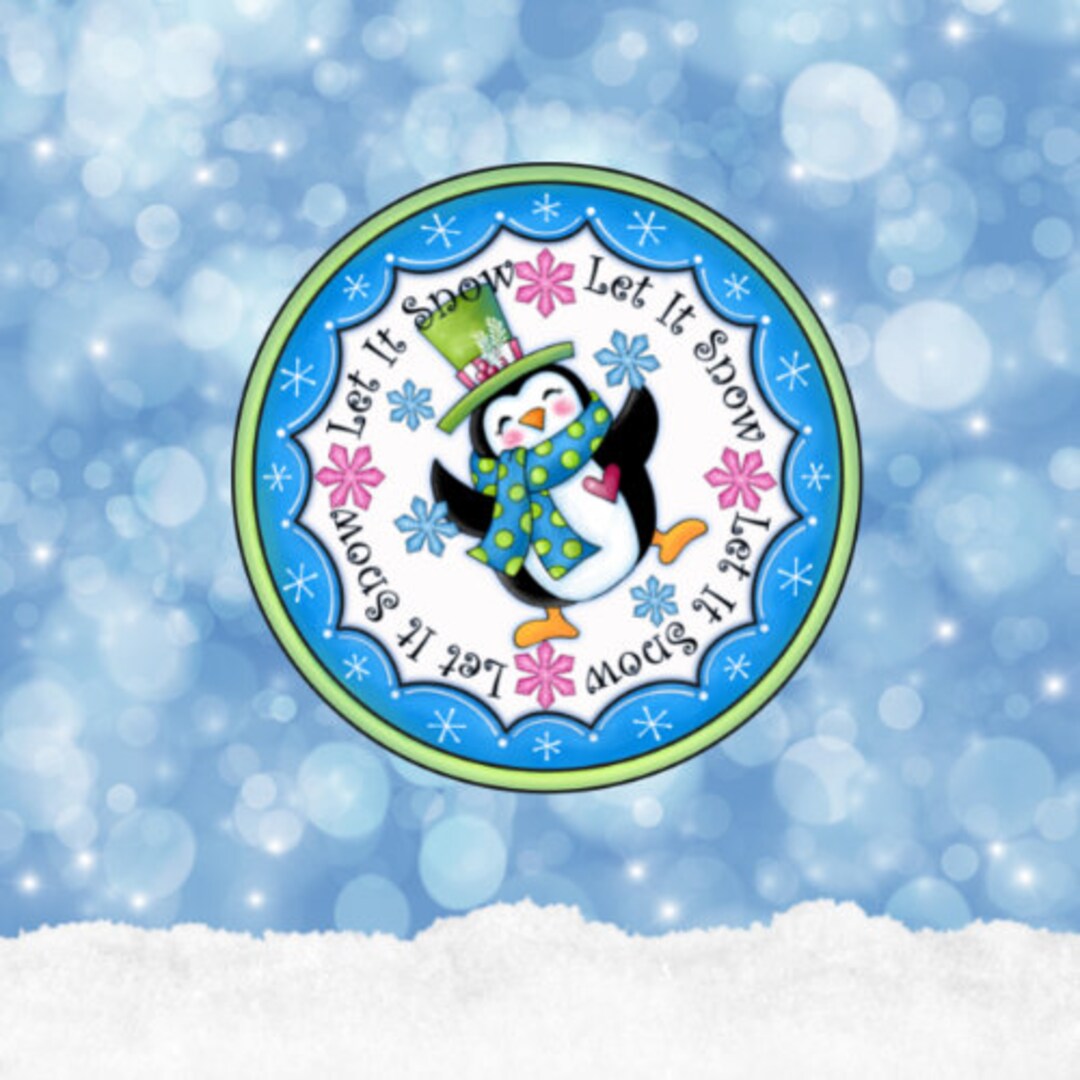 Let It Snow Penguin and Snowman Aluminum Wreath Sign - Etsy