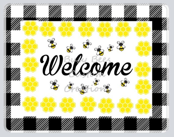 Welcome Bee Aluminum Wreath Sign | Etsy