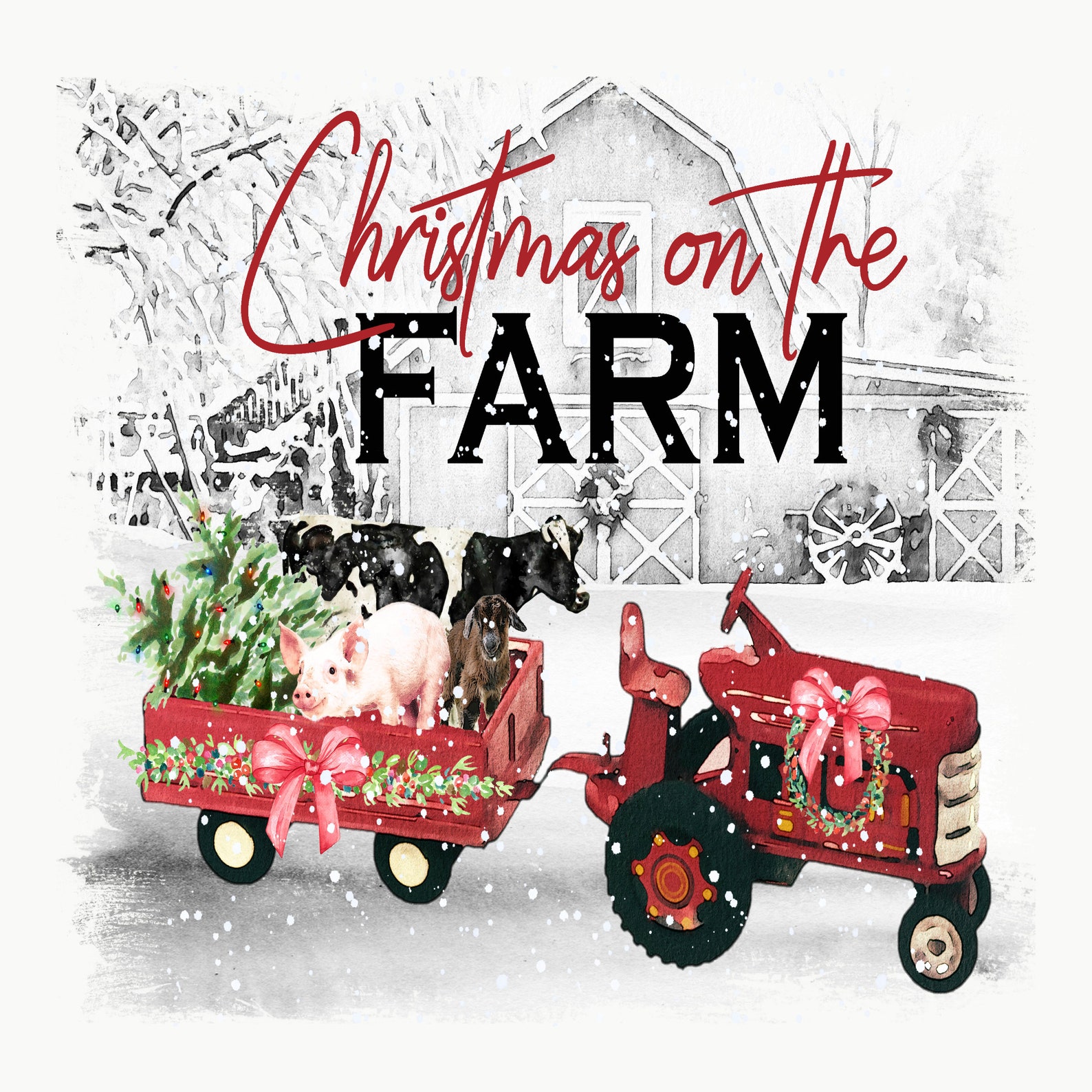 Christmas on the Farm Wreath Sign Christmas Sign Christmas - Etsy