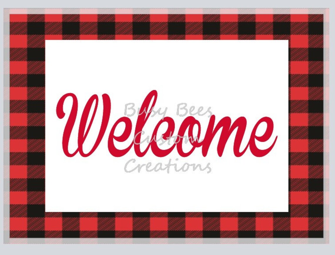 Red Black Buffalo Plaid Welcome Aluminum Wreath Sign - Etsy