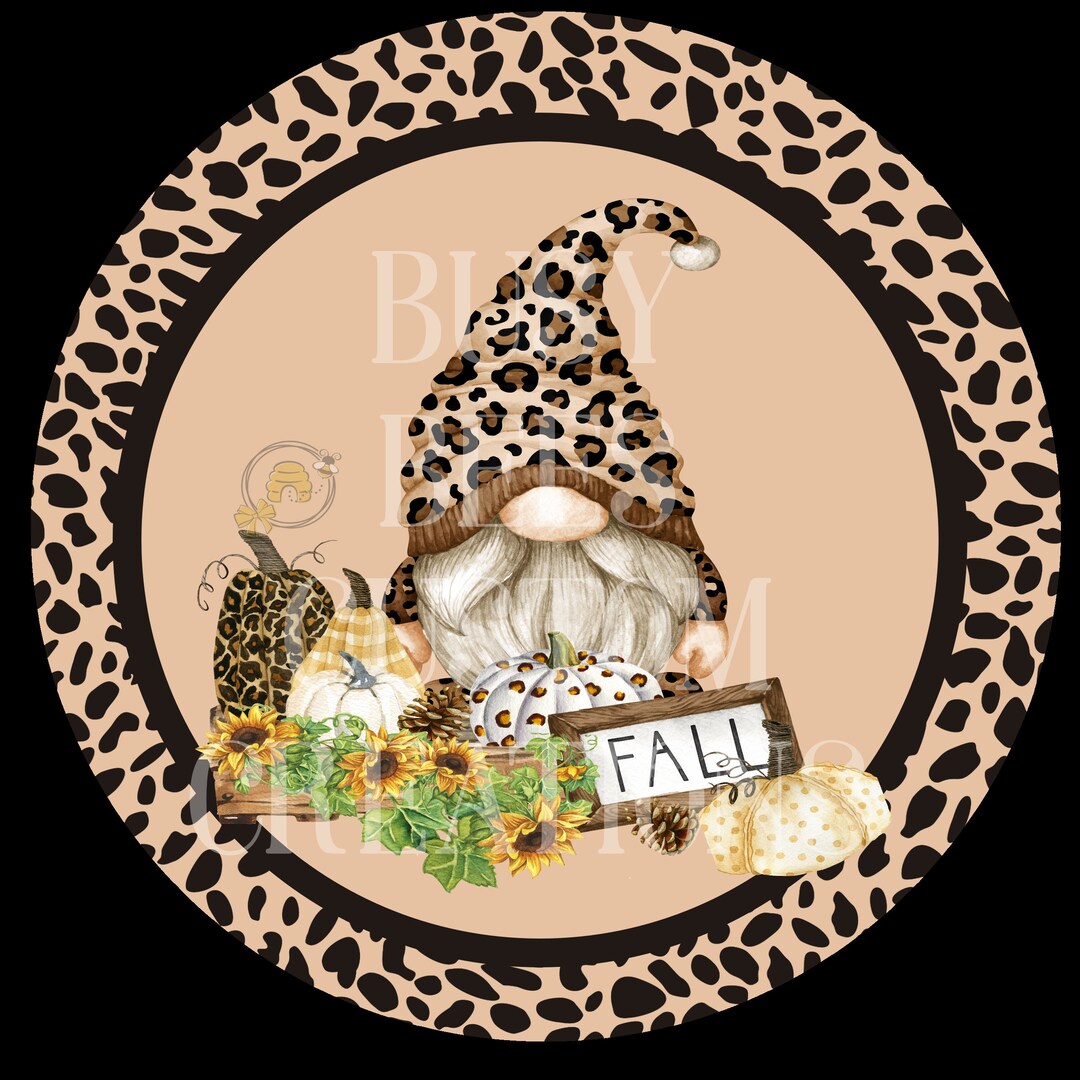 Fall Leopard Gnome Aluminum Wreath Sign - Etsy