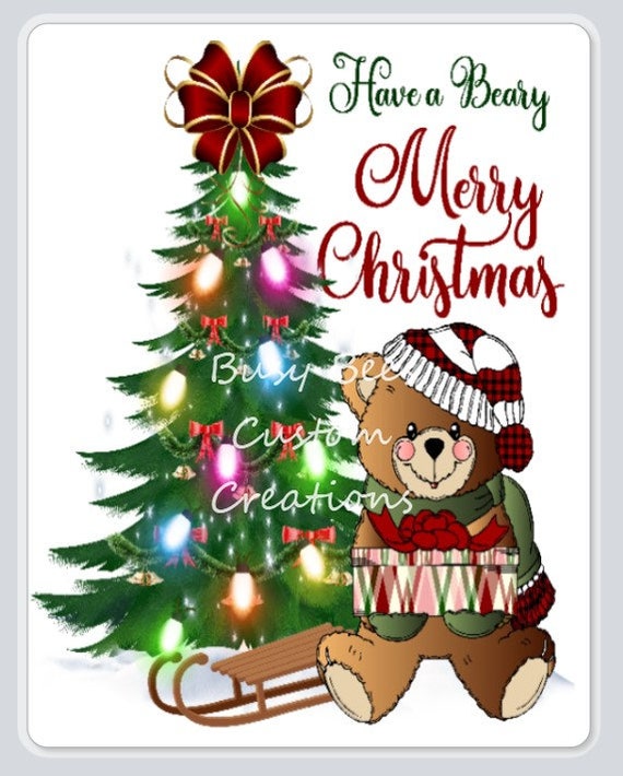 Have a Beary Merry Christmas Metal Wreath Sign - Etsy