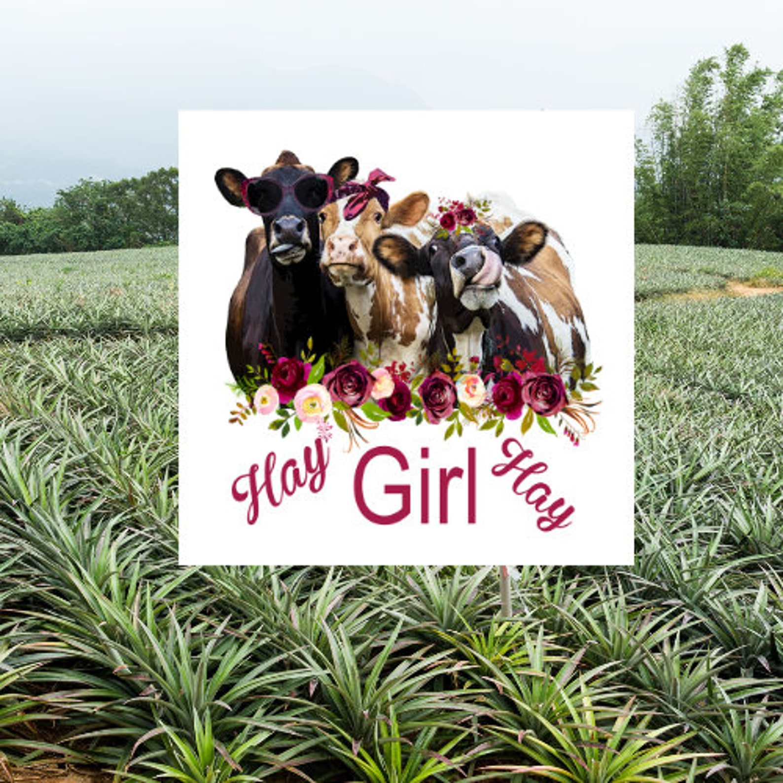 Hay Girl Hay Aluminum Cow Wreath Sign - Etsy