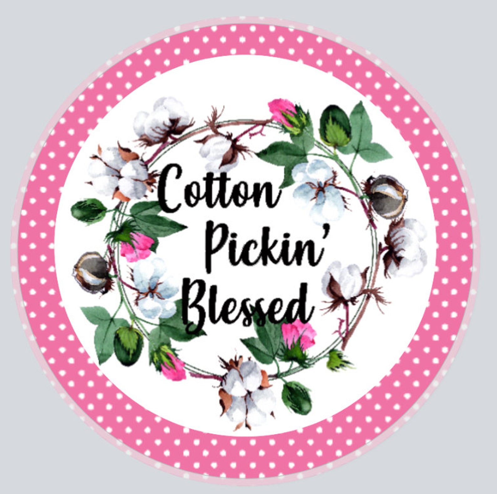 8" Cotton Pickin Blessed Metal Wreath Sign, Wreath Sign, Sign, Cotton ...