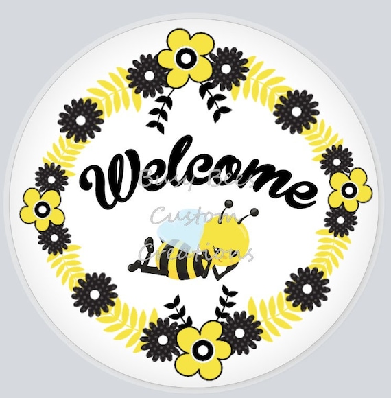 Welcome Bee Wreath Sign Wreaths & Door Hangers Home & Living etna.com.pe
