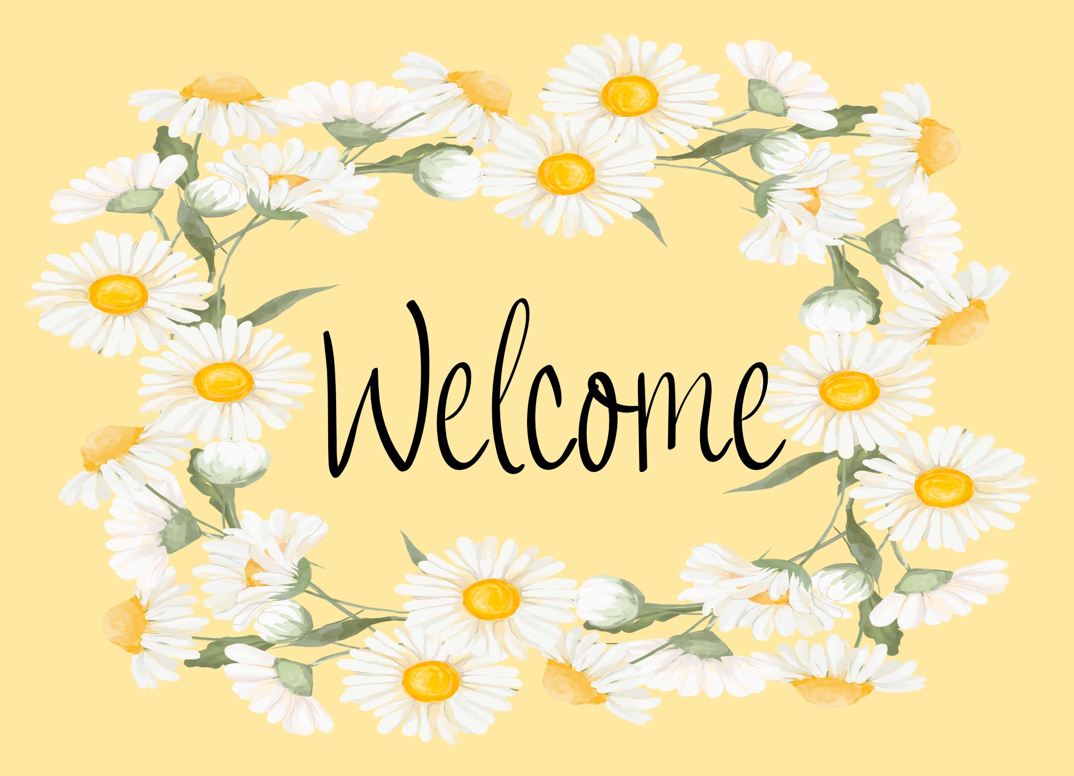 Yellow Welcome Daisy Aluminum Wreath Sign - Etsy.de