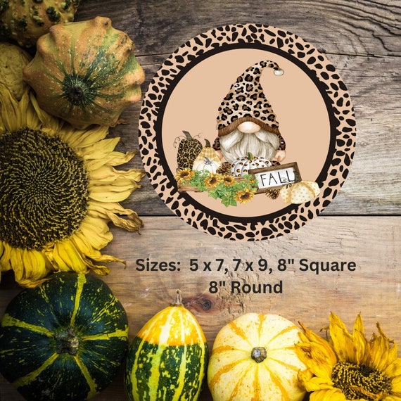 Fall Leopard Gnome Aluminum Wreath Sign - Etsy