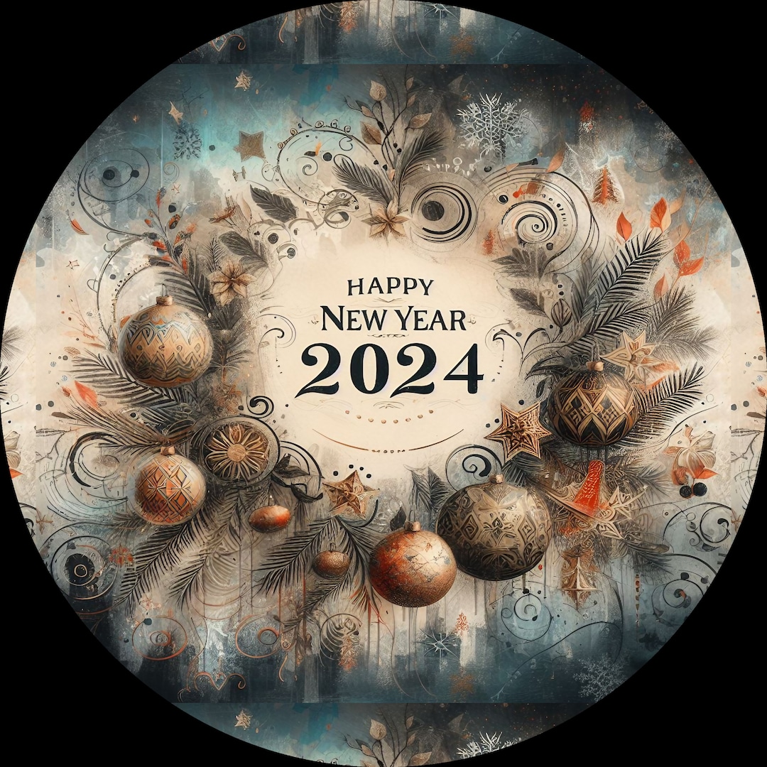 Happy New Year 2024 Orange Christmas Aluminum Wreath Sign - Etsy