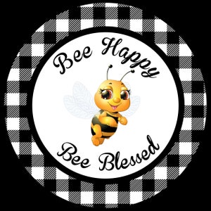 Bee Happy Bee Blessed Metal Wreath Sign - Etsy