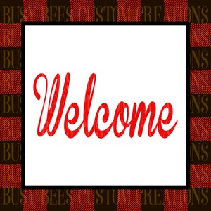 Red Black Buffalo Plaid Welcome Aluminum Wreath Sign - Etsy